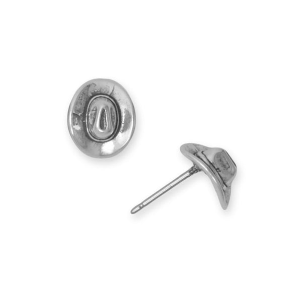 Oxidized Cowgirl Hat Stud Earrings - Wholesale Silver Jewelry - Silver ...