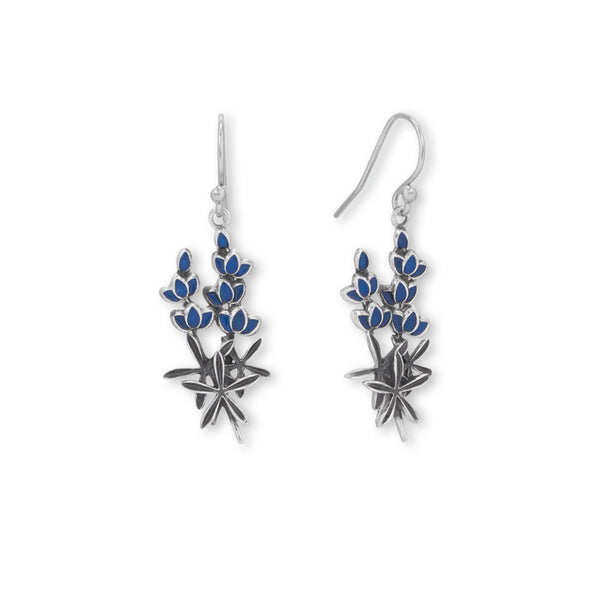 Enamel Bluebonnet French Wire Earrings - Wholesale Silver Jewelry ...