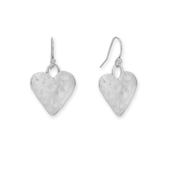 Oxidized Textured Heart French Wire Earrings - Wholesale Silver Jewelry ...