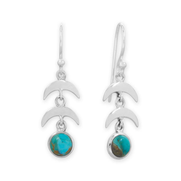 Turquoise Crescent Drop Earrings - Wholesale Silver Jewelry - Silver ...