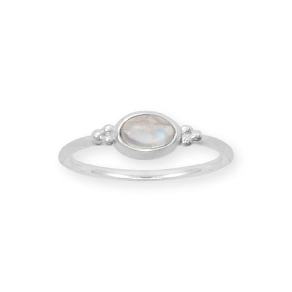 Dainty Oval Rainbow Moonstone Ring - Wholesale Silver Jewelry - Silver ...