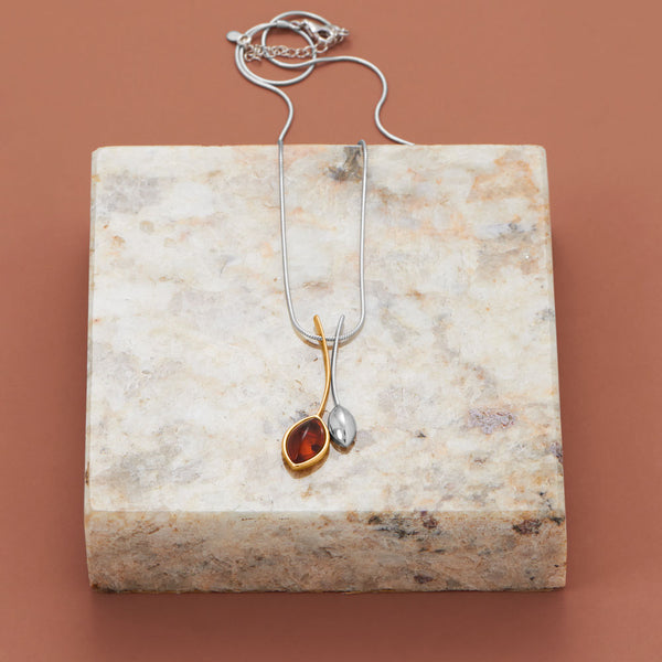 17.5" + 2" Two Tone Baltic Amber Leaf Design Necklace - Wholesale ...