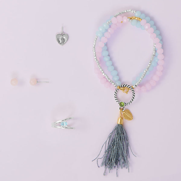 Pretty in Pink or Bold Blue 4 Piece Jewelry Set - Wholesale Silver ...