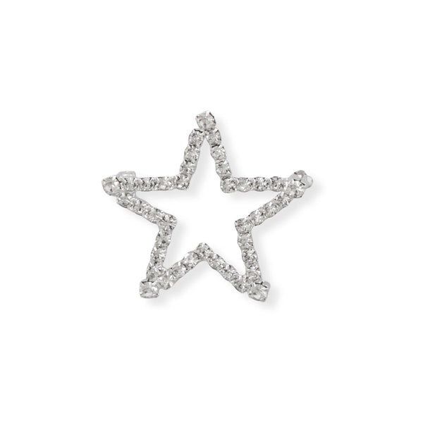 Crystal Star Outline Fashion Pin - Wholesale Silver Jewelry - Silver ...