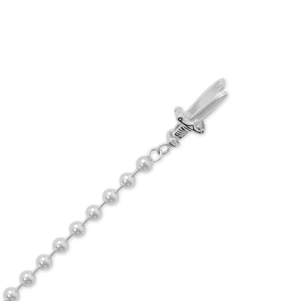 8" 5mm Bead and Sword Clasp Bracelet - Wholesale Silver Jewelry ...