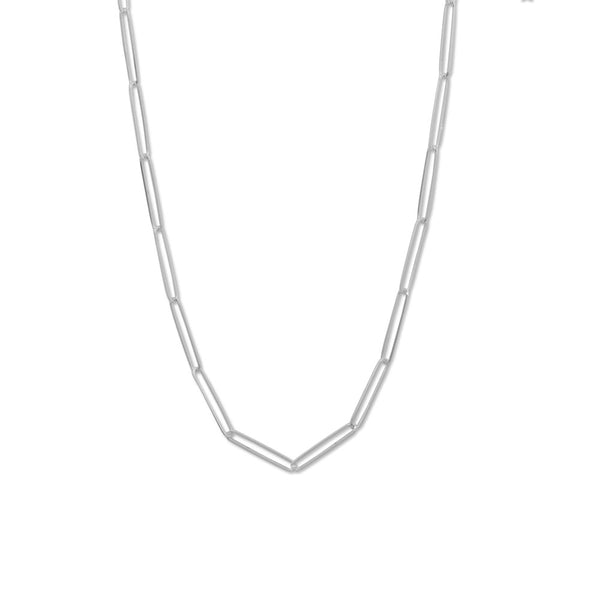 30" Elongated Paperclip Chain Necklace - Wholesale Silver Jewelry ...