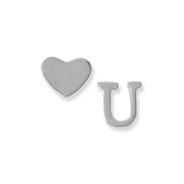 Heart "U" Stud Earrings - Wholesale Silver Jewelry - Silver Stars ...