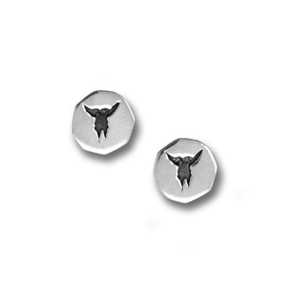 Oxidized Steer Skull Stud Earrings - Wholesale Silver Jewelry - Silver ...
