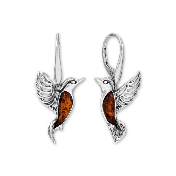 Oxidized Baltic Amber Hummingbird Earrings - Wholesale Silver Jewelry ...