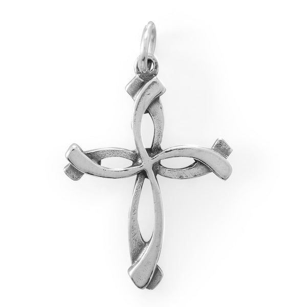 Oxidized Overlapping Cross Charm - Wholesale Silver Jewelry - Silver ...