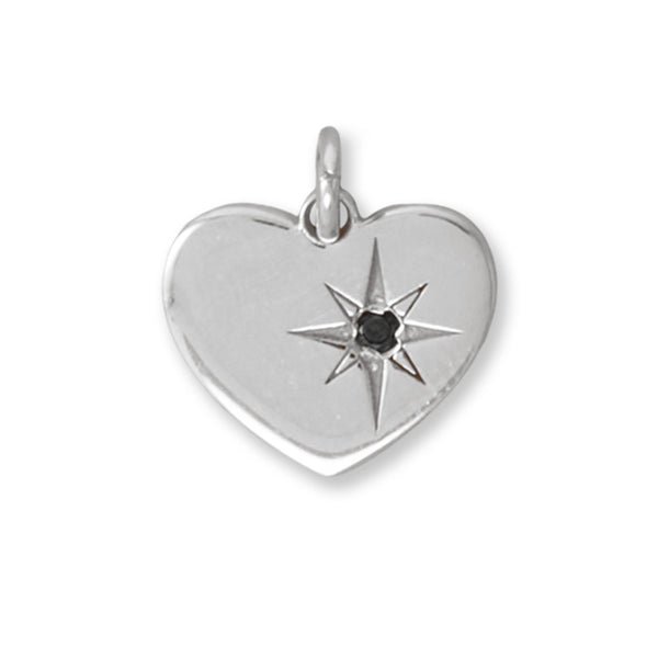 Black Diamond Star Design Heart Pendant - Wholesale Silver Jewelry ...
