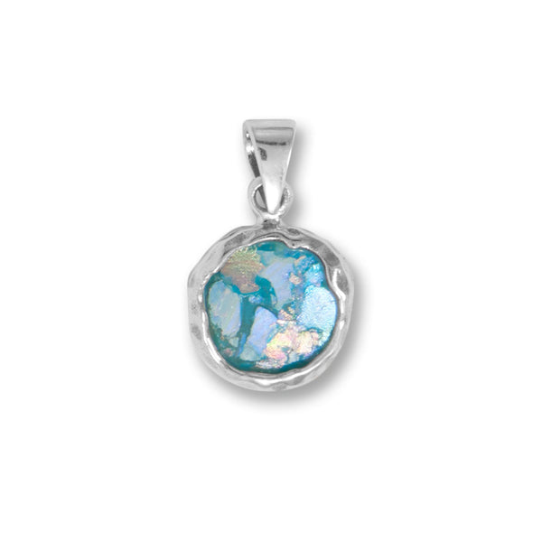 11mm Round Roman Glass Pendant - Wholesale Silver Jewelry - Silver ...