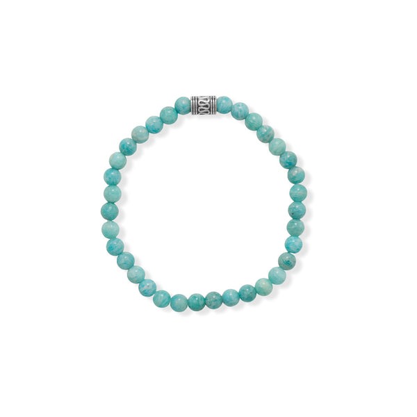 Amazonite Fashion Stretch Bracelet - Wholesale Silver Jewelry - Silver ...